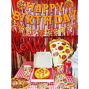 Roaring Good Time 12 PCS Pizza Party Favor Boxes Pizza Goodie Gift Treat Bags Pizza Themed Birthday Party Supplies Pizza Party Decoration Pizza Party Favor Bags