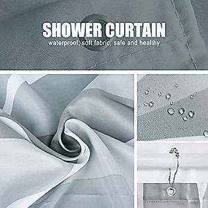 Gelbchu Grey Fabric Shower Curtain, Waterproof Design and Polyester, Quick-Drying, Weighted Hem, Shower Curtains Set for Bathroom W 72 x H 72, Durable and Washable with 12 Hooks