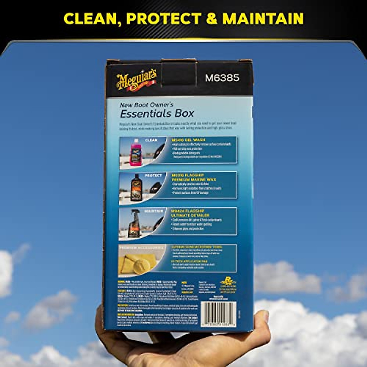 Meguiar's New Boat Owner's Essentials Box - Boat Cleaning Kit With Premium Marine-Grade Products for Your Boat or RV