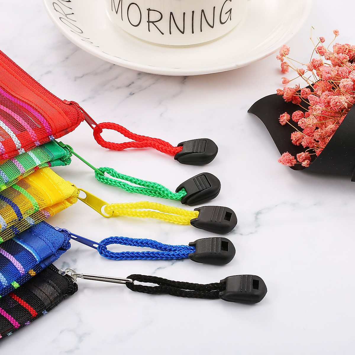 HESTYA 10 Pcs Mesh Bags with Zipper Cosmetics Mesh Toiletry Bags Travel Small Zipper Pouch Multipurpose Travel Organizer for Offices Supplies Accessories