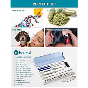 Capsule Filling Machine Kit – Pill Filler Tray Tools for Quickly Maker Empty Gel Capsules All Size 000 00 0 1 2 3 4 5, Lab Spoons Spatula Scoops Tool (13Pcs Plus)