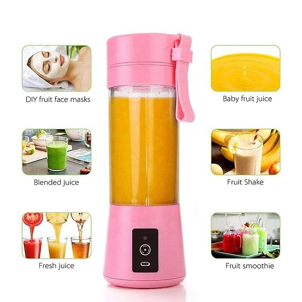 Generic Portable Blender, 13 Ounce Capacity, Pink