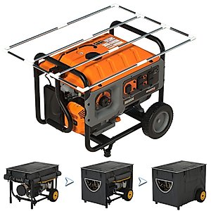 Universal generator cover with bracket, generator running cover, heavy-duty 600D+200D Oxford silver plated waterproof fabric double layer design, tear resistant, suitable for 5000W-10000W frame type