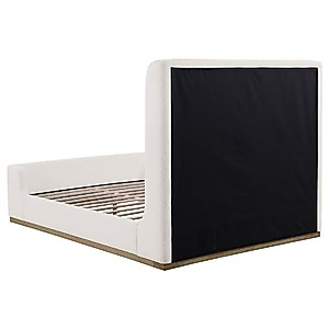 Coaster Home Furnishings Nala Contemporary Boucle Upholstered Eastern King Size Sleigh Bed Frame Platform Bed 57-inch Headboard Cream 302046KE