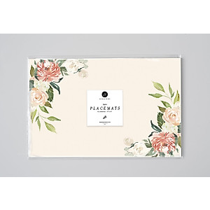 DB Party Studio Paper Placemats 25 Pack Disposable Place Mats Graduation Woman's Birthday Parties Wedding Reception Lovely Flower Blooms Easy Cleanup Brunch Dinner Tableware Guest Seating 17" x 11"