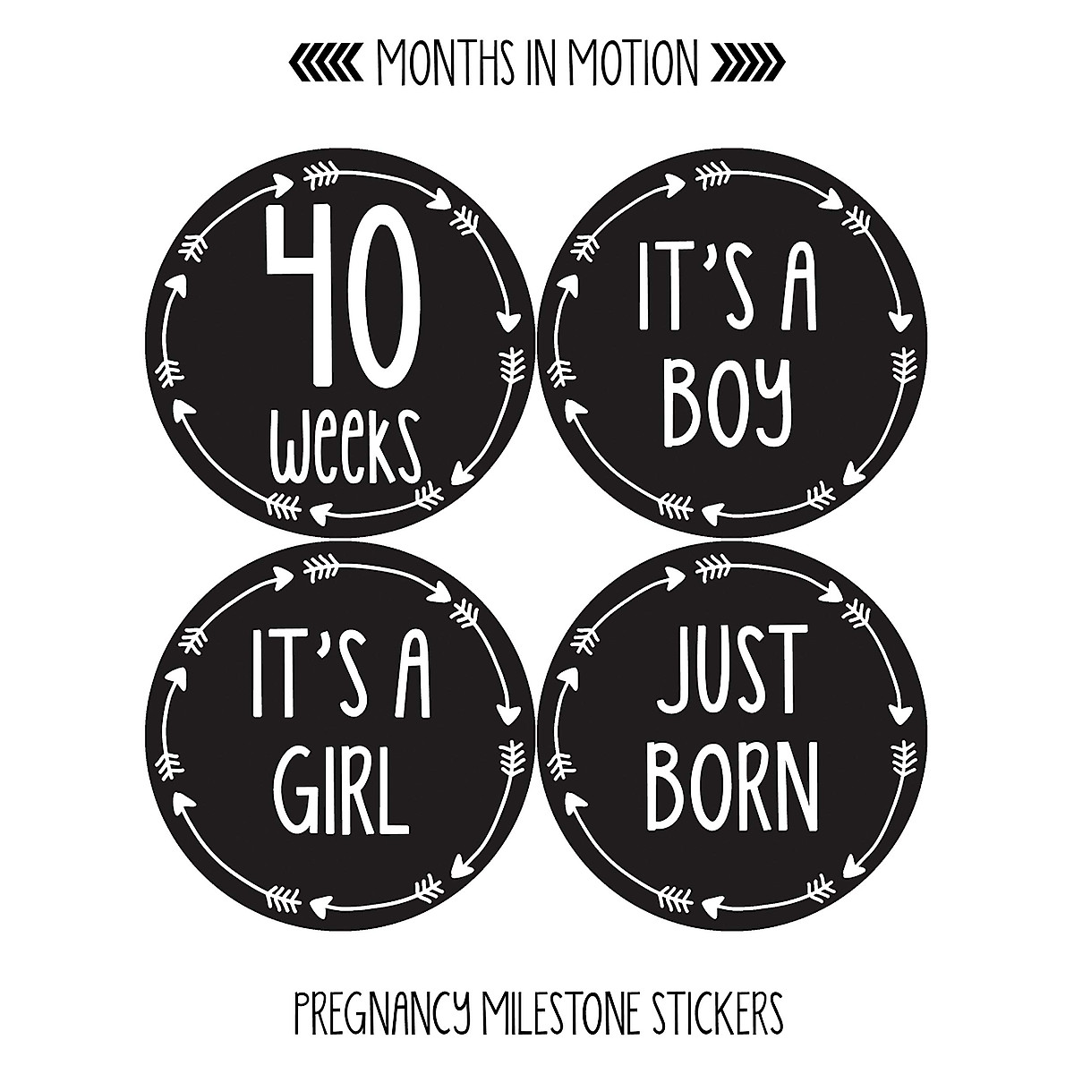 Months In Motion Pregnancy Weekly Belly Growth Stickers - Week to Week Pregnant Expecting Photo Prop - Maternity Keepsake - Baby Bump - Large Set of 36 Weekly Photo Sticker