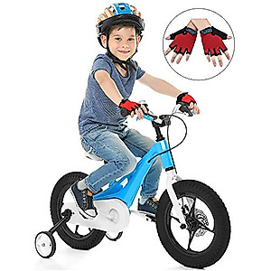 3 Pairs Kids Bike Gloves Half Finger Gloves MTB Road Sport Gloves Anti-Slip Gel Gloves for Children Cycling Biking Breathable Gloves (Black, Army Green, Red, 6-10 Years)