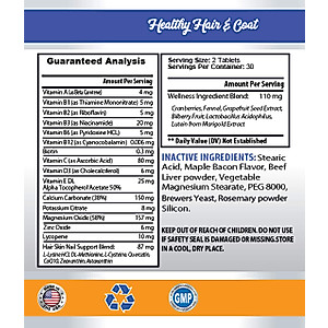 Dog Skin Itch Relief - Pets Hair and Coat Complex - for Dogs and Cats - Advanced Benefits - Itch Relief - Dog Mineral Supplement - 2 Bottles (120 Tablets)