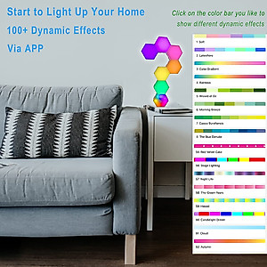 WOINO LED Hexagon Wall Lights,7 Pack KIT,APP One Second Connection,Smart Hexagon Lights,Party Light,Music&Voice Rhythm,Xmas Home Decor,DIY RGB Night Light,Birthday Gift,Countertop Light