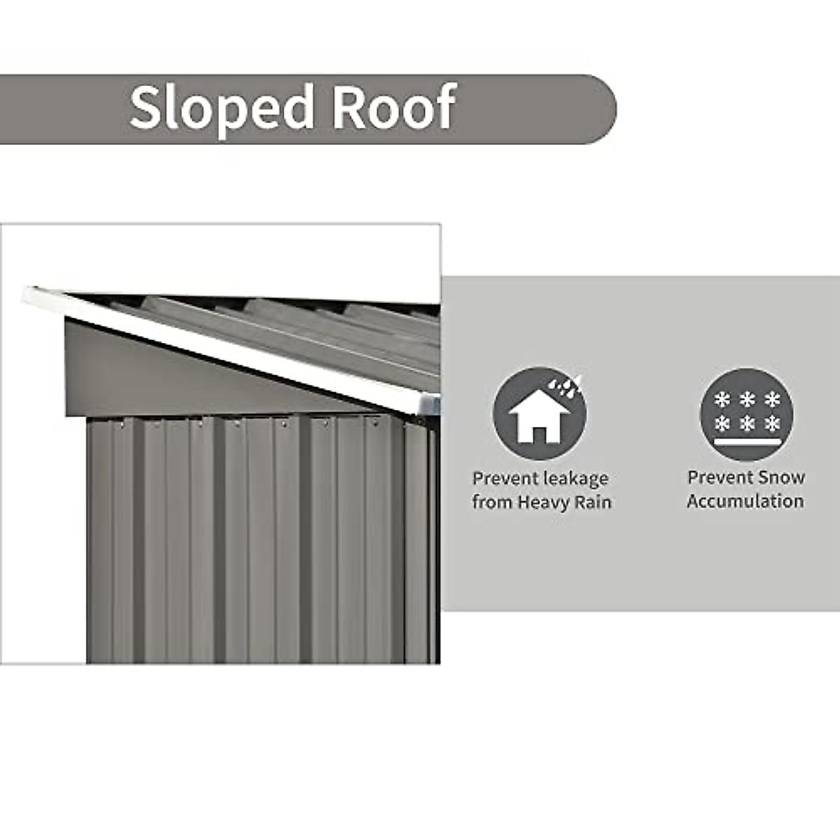 Knocbel 5 x 3ft Outdoor Garden Metal Lean-to Storage Shed with Single Lockable Door, Weather Resistant Tool Shed for Garbage Cans Lawnmower, Ideal for Backyard Patio Lawn (Gray)