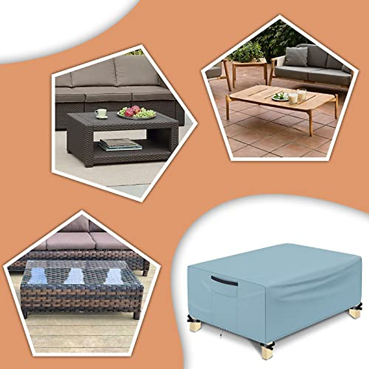 MUTUSHI Patio Furniture Cover Small, Waterproof Outdoor Table Cover, 74" CM x 47" CM x 28" CM, Durable Oxford,Patio Table Cover, -Twilight Blue