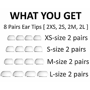 [8 Pairs] Compatible with AirPods Pro 2 Ear Tips, Silicone Replacement XS/S/M/L 4 Size Fit in Charging Case Earbuds Eartips with Storage Box Compatible with AirPods Pro ( XS/S/M/L White )