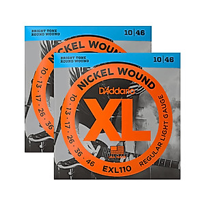 D'Addario Regular Light Nickel Wound Electric Guitar Strings 10-46 2 Pack