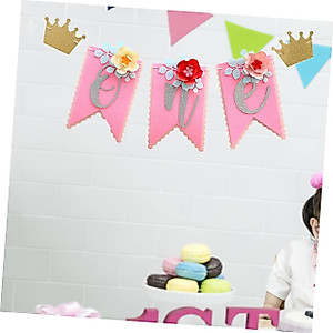 ifundom Girl High Chair High Chair Decoration Baby Birthday Decor Bunting Garland One Birthday Party Banner One Birthday Highchair Garland 1st Birthday Ribbon Baby Girl Three-dimensional