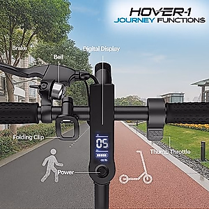 Hover-1 Journey Electric Folding Scooter | 16 MPH, 16 Mile Range, 5HR Charge, LCD Display, 8.5 Inch High-Grip Tires, 264LB Max Weight, Certified & Tested - Safe for Kids, Teens & Adults, Black