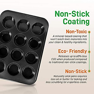 NutriChef Kitchen Oven Baking Pans Carbon Steel with Non-stick Black Coating Inside & Outside, Commercial Grade Restaurant Quality Metal Bakeware, Dishwasher Safe NCBK6BK, One Size