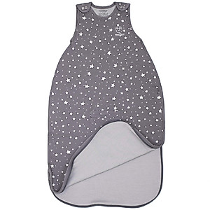 Woolino Merino Wool Ultimate Baby Sleep Sack - 4 Season - Two-Way Zipper Adjustable Baby Sleeping Bag - Universal Size Sleep Sack for Baby (2-24 Months) - Star Gray