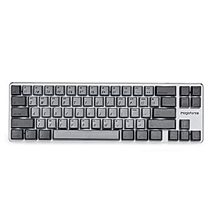 Qisan Mechanical Keyboard Gaming Keyboard Blue Switch Wired/Wireless Bluetooth Keyboard 68-Keys Mini Design(60%) Gateron Switch PBT Keycaps Grey Combo Color for Gaming/Office