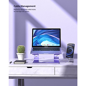 Nulaxy Ergonomic Aluminum Laptop Stand - Detachable Riser for 10-15.6' Laptops (Purple)