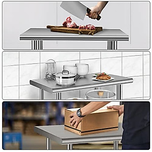 TUSY Stainless Steel Table for Prep & Work, 24 x 30 Inches NSF Commercial Worktable with Stainless Steel Undershelf and Legs for Restaurant, Home and Hotel