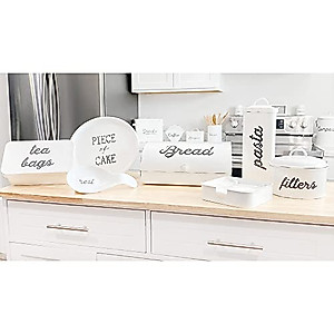 AuldHome White Bread Box; Farmhouse Vintage Enamelware Countertop Bread Bin