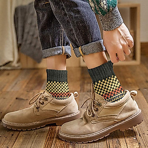 Loritta 6 Pairs Winter Socks Men Wool Socks Mens Thermal Nordic Socks Warm Socks for Men,Amber