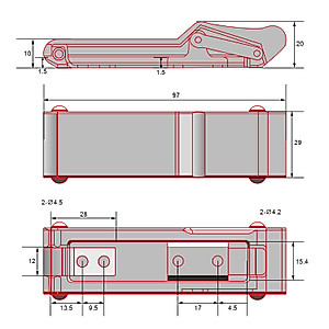 Flexible Rubber Draw Latch, Front Storage Rack Rubber Latch Over Center Thermoplastic Elastomer Boat Latch for Cooler, Boat Compartment Cargo Box with Stainless Steel Keeper and Bracket (2 Pieces)