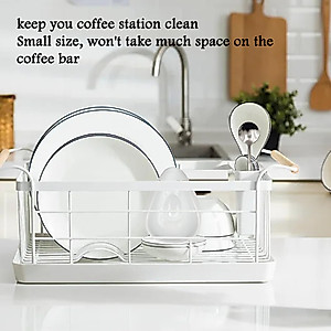 KWAGOCAR 4 Pcs Coffee Spoon Rest and Spoon Ceramic Coffee Spoon Rest Mini Coffee Spoon Holder Small Teaspoon Holder Coffee Bar Coffee Stirrers Holder for Kitchen Counter Coffee Station Bar Lovers