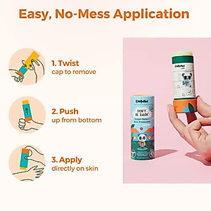 EmBeba Natural Diaper Rash Cream for Baby with Sensitive Skin | Travel Friendly Baby Rash Ointment with Built-in Diaper Balm Stick Roll-On Applicator, All Over Herbal Skin Care, 1 Pack
