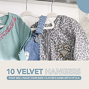 AWENN - Velvet Kids and Babies Clothes Hangers for Closet. Non Slip Kids Clothing Hangers with 360 Degrees Swivel Hook (Beige, 10 pcs)