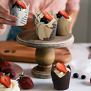 Ruisita 200 Pieces Mini Tulip Baking Cups Muffin Liners Cupcake Wrapper Muffin Liners for Party, Wedding, Baby Shower, Brown, Natural, White