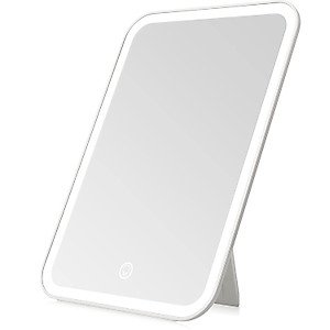 NEZZOE Lighted Makeup Mirror, USB Rechargeable Portable Compact LED Vanity Mirror with Touch Screen Dimming