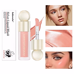 2 PCS Liquid Blush,Beauty Blush Makeup for Long-Lasting,Soft Velvet Liquid Blusher for Cheek,Beauty Blush Makeup for Long-Lasting,Waterproof,With 2 Fingertip Sponge Brush.