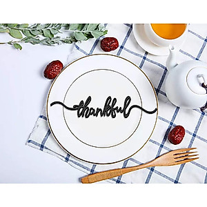 Partico Thankful Place Cards Thanksgiving Table Decor Grateful Gather Place Card Settings (Black Word 8 Pieces)