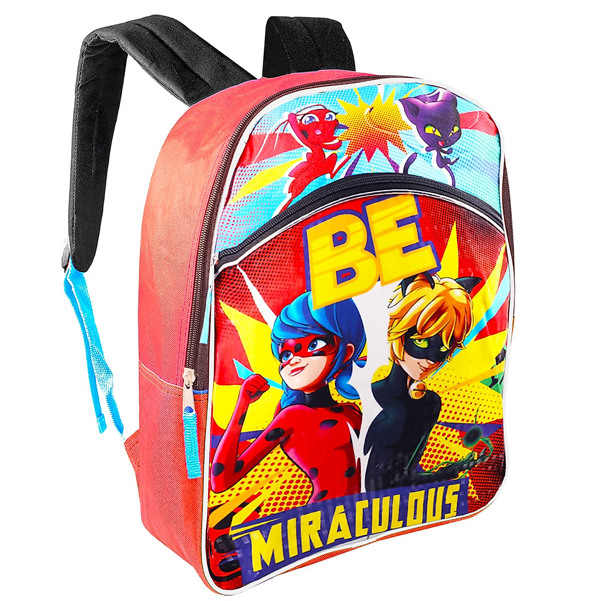 Zagtoon Miraculous Ladybug Backpack and Insulated Lunch Box Set - Bundle with 16'' Miraculous Ladybug School Bag with Lunch Bag (Miraculous Ladybug School Supplies), miraculous ladybug lunch box