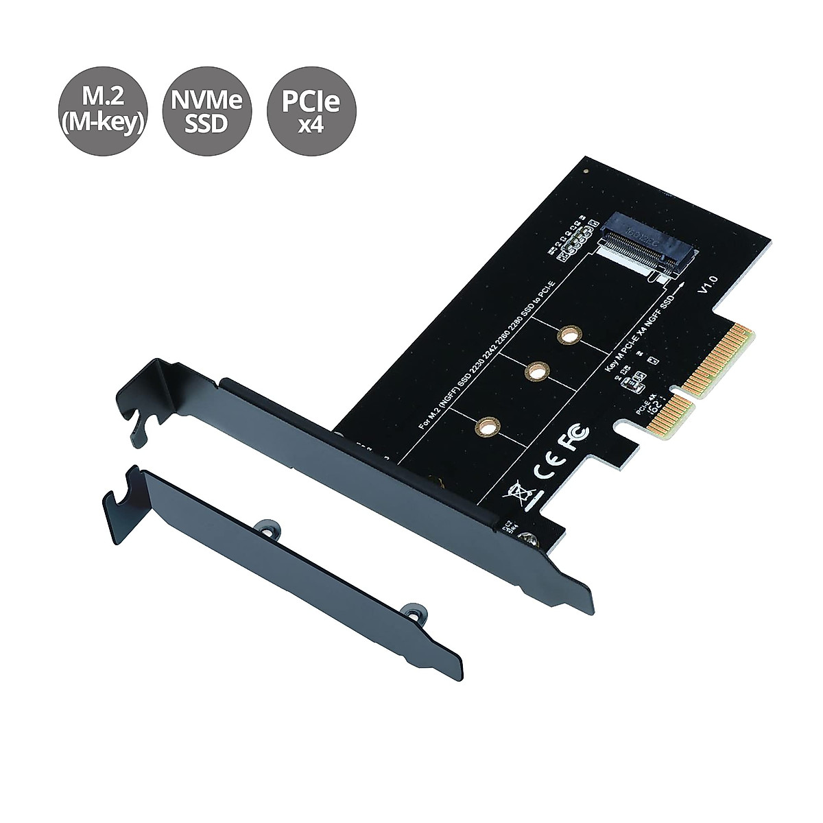 SIIG M.2 NGFF SSD (M Key) to PCIe 3.0 x4 Card Adapter For 2230, 2242,2260, 2280 M.2 PCIe Host Controller Expansion Card SSDs NVMe or AHCI (SC-M20014-S1)