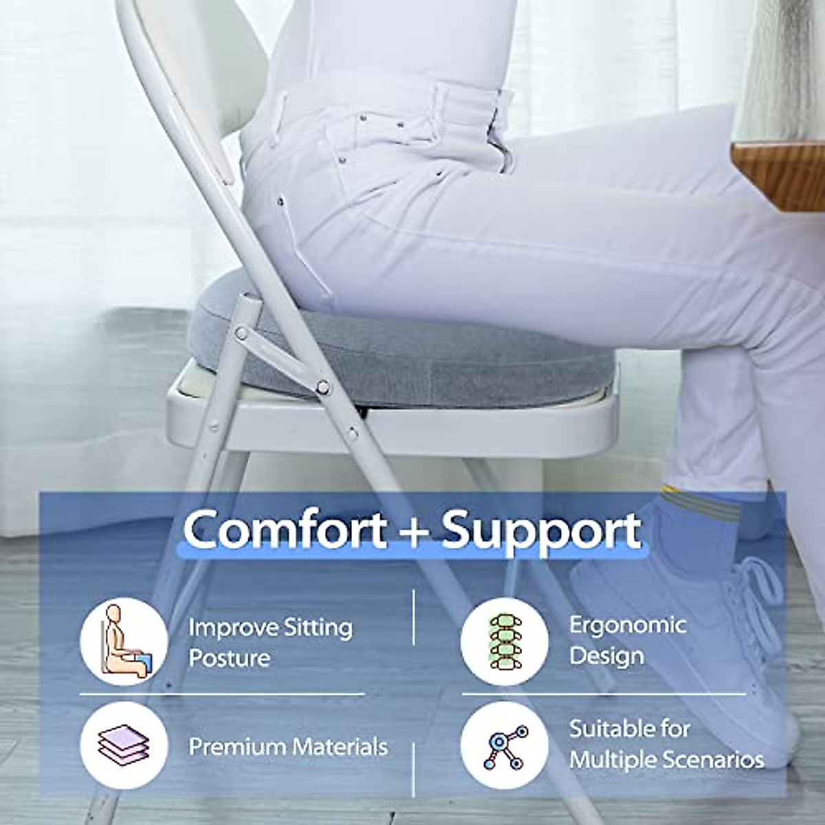 HOMCA Donut Pillow Hemorrhoid Seat Cushion for Office Chair, Premium Memory Foam Chair Cushion, Sciatica Pillow for Sitting Tailbone Pain Car Seat Cushions, Gray