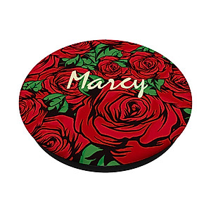 Marcy - Floral Red Roses Personalized First Name PopSockets PopGrip: Swappable Grip for Phones & Tablets