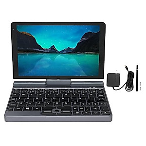 Jopwkuin Foldable Mini Laptop, 8 Inch Laptop PC Full Featured 180 Degree Flip LPDDR5 12GB RAM Touch Screen 100‑240V with Stylus for Drawing (12GB+128GB US Plug)