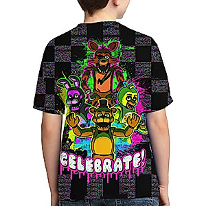 Boys and Girls Cartoon Novelty Shirts 3D Printed Short Sleeve Kids and Youth Game T-Shirts 4-X-Large