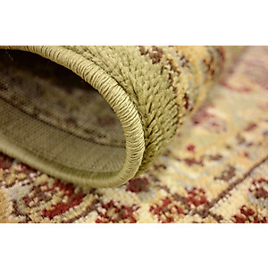 Unique Loom Voyage Collection Traditional Oriental Classic Intricate Design Area Rug, 4' 1" Square, Light Green/Cream