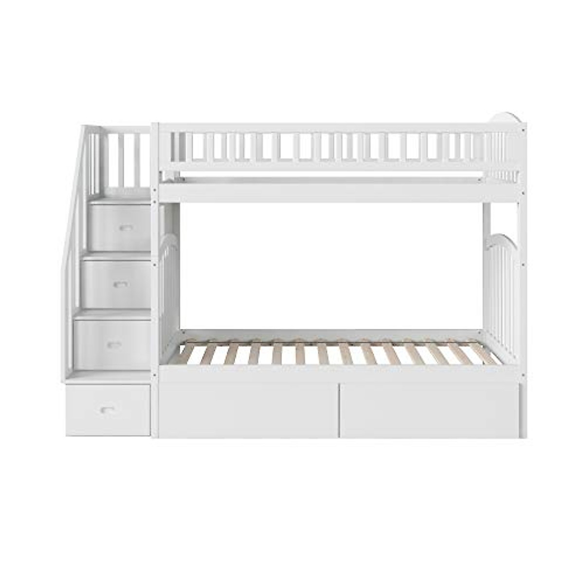 AFI Westbrook Staircase Bunk Twin Over Twin with Turbo Charger and Urban Bed Drawers in White