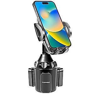 TOPGO Cup Holder Phone Mount, Cup Phone Holder for Car [Secure & Stable] Cup Holder Phone Holder Cell Phone Automobile Cradle for iPhone 14, Samsung and More Smart Phone -Black
