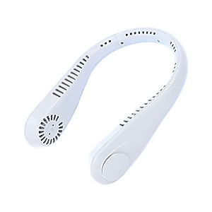 Leafless Hanging Neck Fans - Portable Hands Free Bladeless Fan with 3 Speed Adjustable Strong Wind&No Hair Twisting&Short Charging&Long Use Time for Traveling Outdoor (White), 9.45x6.69x2.4in