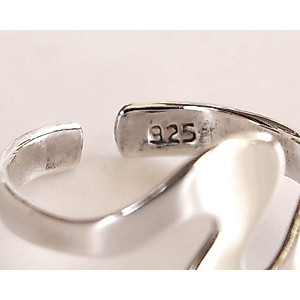 Handmade Silver Swirl Band Adjustable Toe Ring, 925 Sterling Silver, Small Dainty Open Toe, Pinky or Knuckle Rings for Women, By MiYa Jewelry Creations