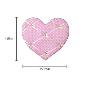 Pink Heart Fabric Memory/Memo Photo Bulletin Board for Nursery Room Kids Room Decor Toddler Girl Room Decor Memo Pad 17.7 x 17.7 Inches
