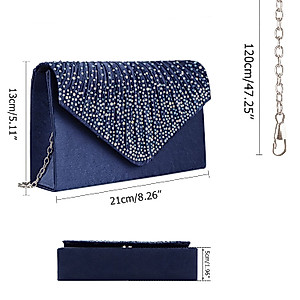 BAGLAMOR Women's Evening Handbags Elegant Envelope Clutch Purse Bag for Wedding Party Prom, Dark Blue