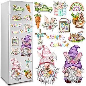 Easter Refrigerator Magnets Decoration 13Pcs, Happy Easter Gnome Fridge Car Garage Door Magnetic Stickers Holiday Decoration, Waterproof Easter Magnet Decals for Home Kitchen Decor…