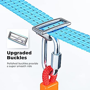 Jugader 2X50ft Ninja Warrior Obstacle Course for Kids with Pulley, Ninja Warrior Slackline Kit with Accessories, Monkey Bars, Gym Rings,Climbing Ladder