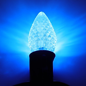 Jawtach C9 LED Christmas Light Bulbs - 50 Pack C9 LED Bulbs ICY Blue - 1W for Outdoor String Lights, Holiday Decoration
